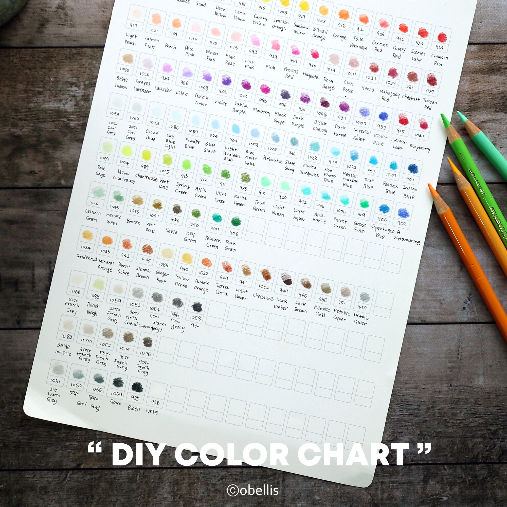 DIY Coloring Sheets, Make Your Own Color Pencil Chart, Adult Kids ...