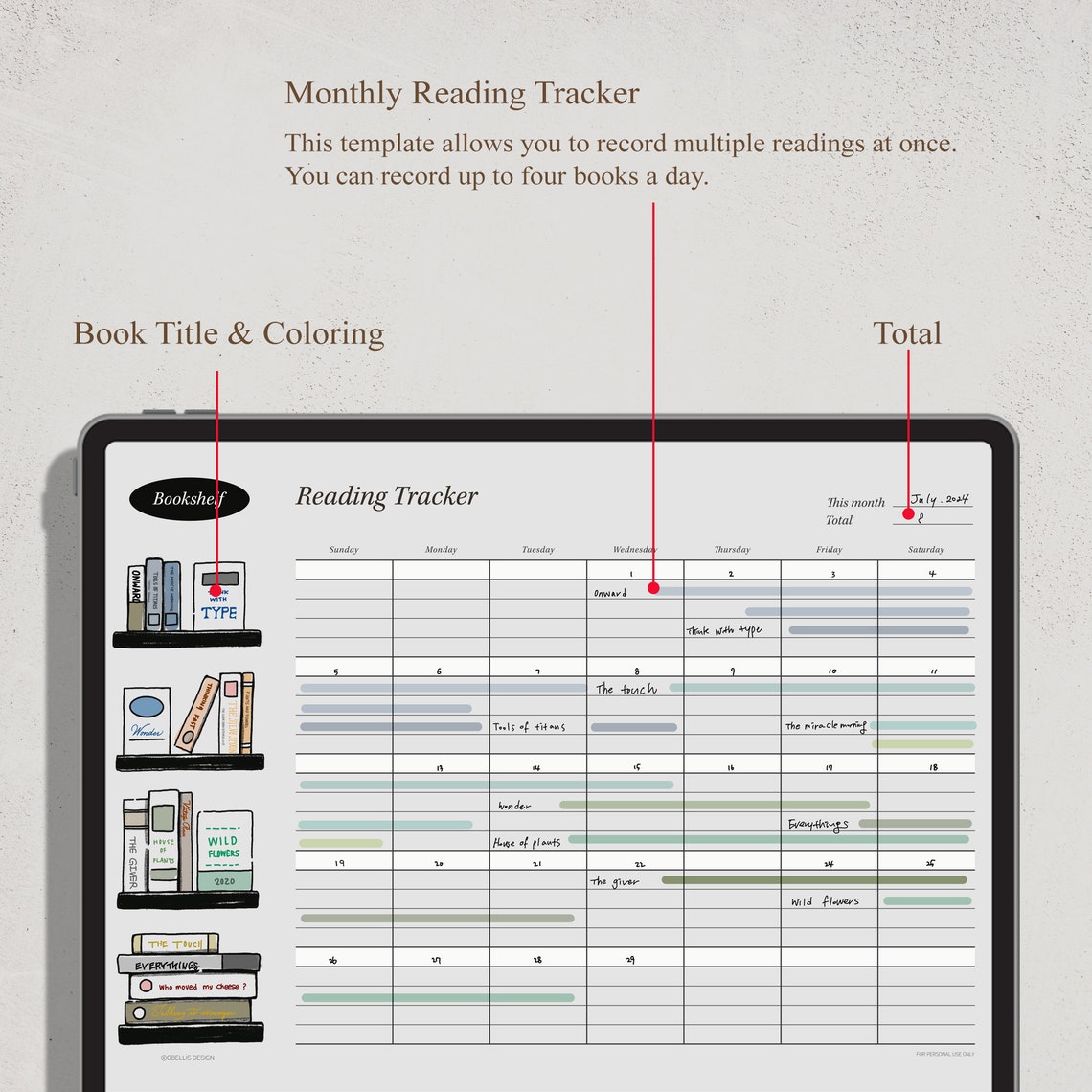 Bookshelf Reading Tracker PDF Monthly Book Log Digital Bookshelf ...