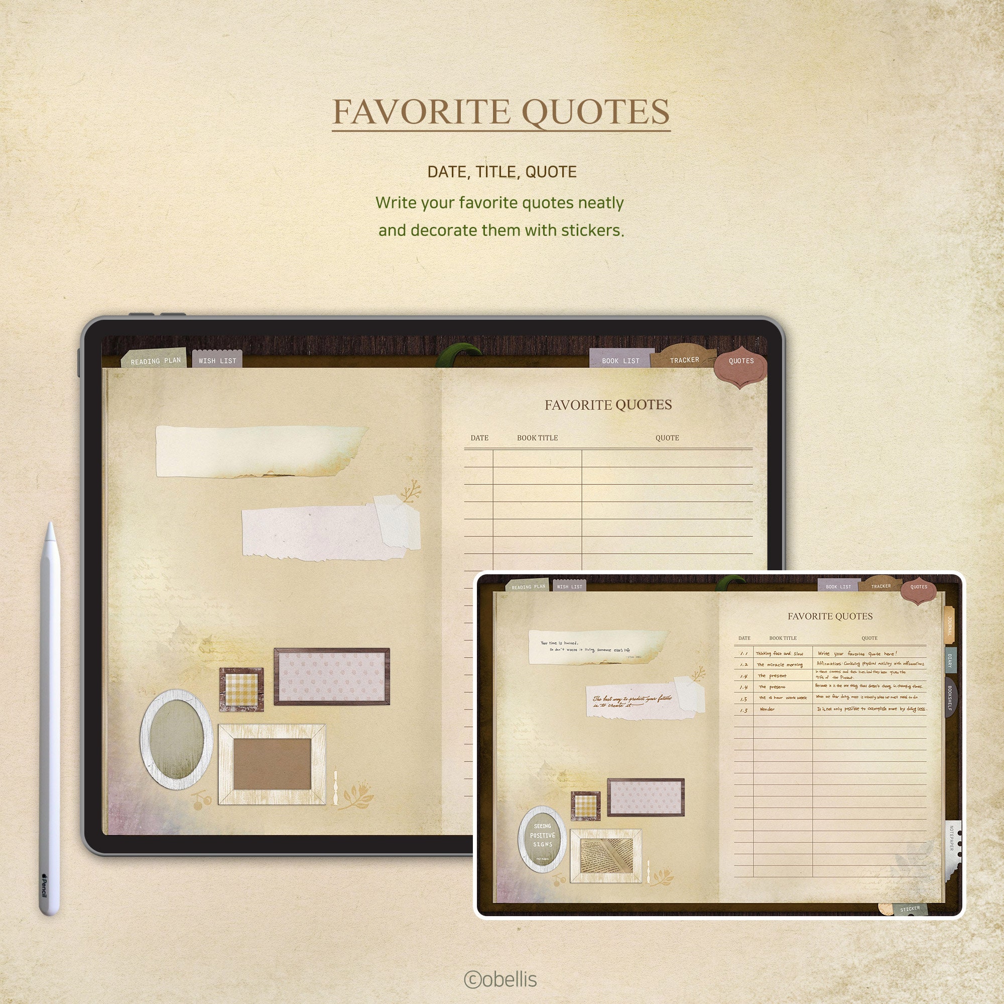 Digital Reading Journal 100 Book Log Book Tracker iPad Goodnotes ...