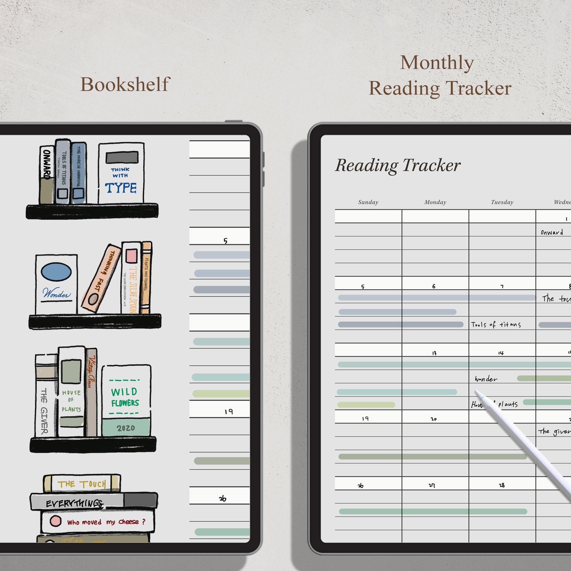 Bookshelf Reading Tracker PDF | Monthly Book Log | Digital Bookshelf ...