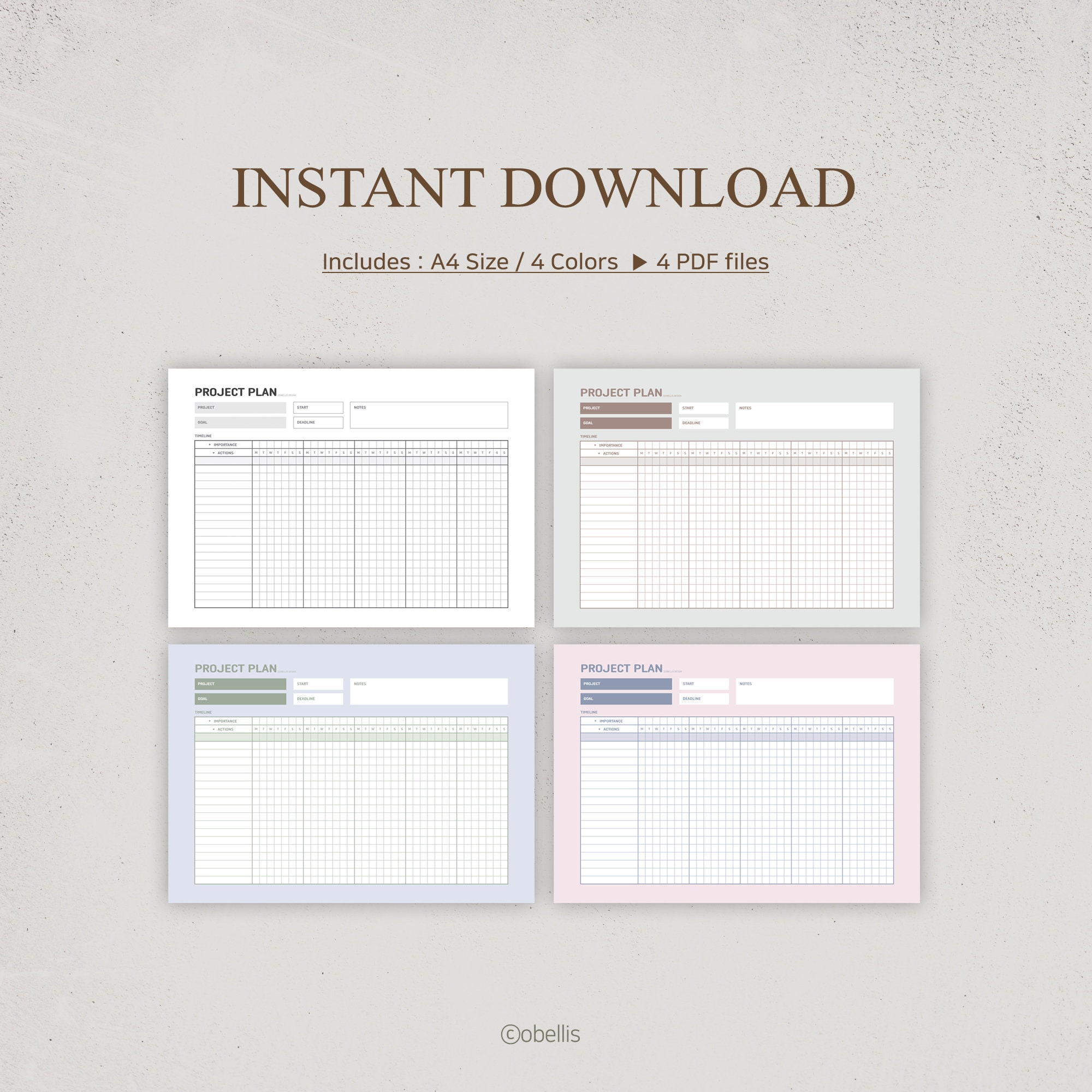 Project Planner Timeline Printable Goodnotes IPad Gantt Chart Etsy