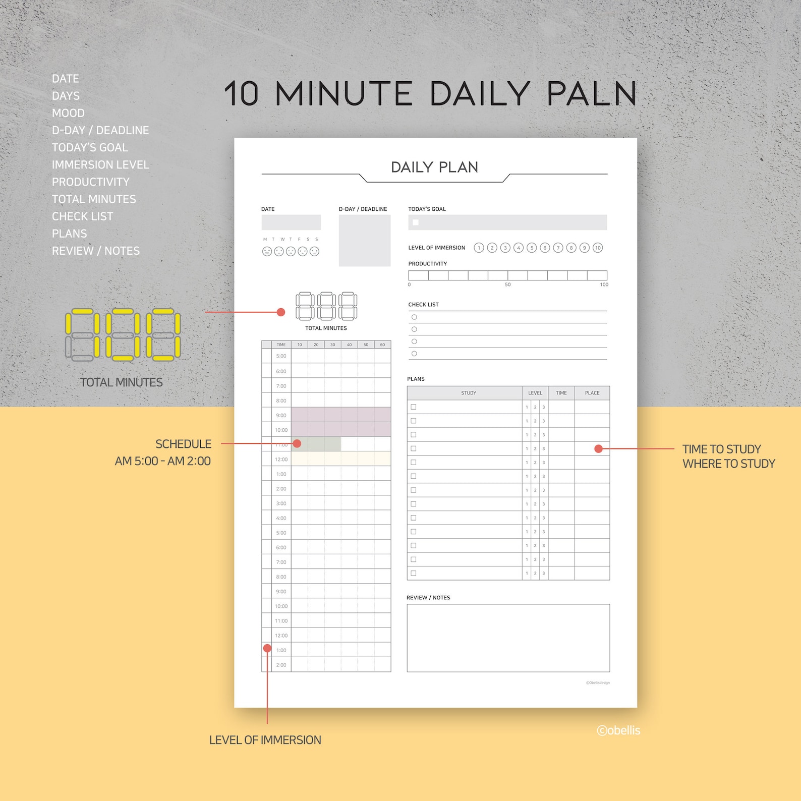 Digital Study Planner Printable | 5AM 10 Minute Study Planner Daily ...