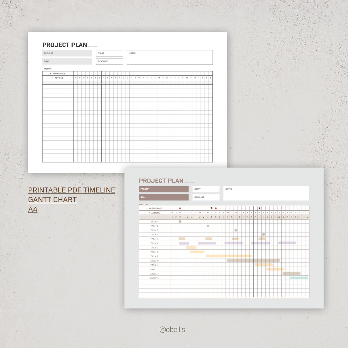 Project Planner Timeline Printable Goodnotes iPad Gantt Chart ...