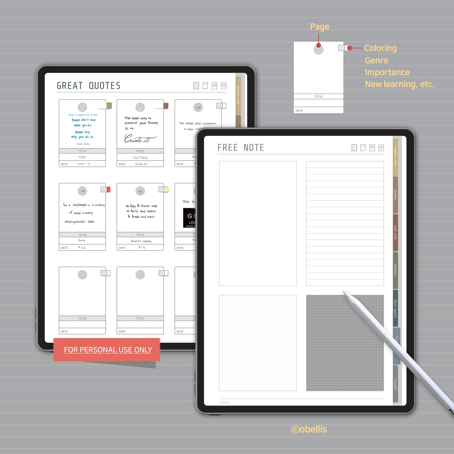 Digital Reading Journal Diary Goodnotes 5 Hyperlinked Etsy
