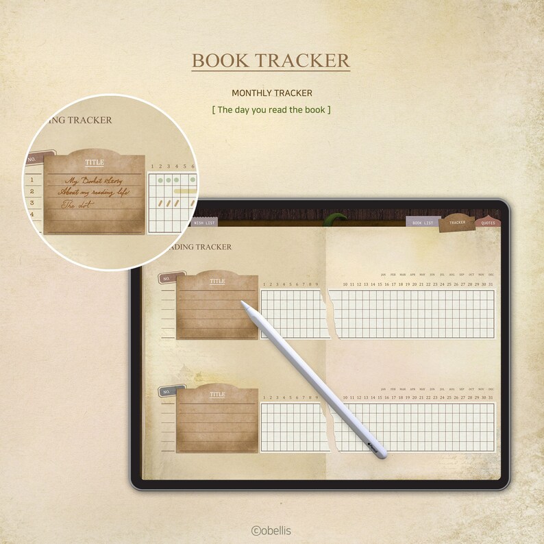Digital Reading Journal 100 Book Log Book Tracker iPad Goodnotes ...
