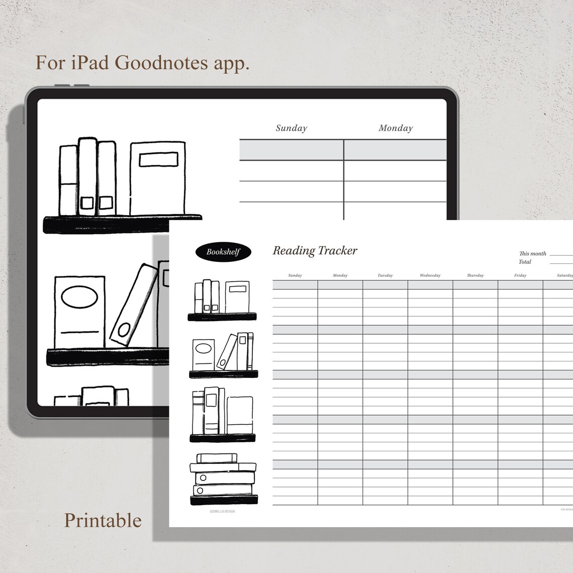 Bookshelf Reading Tracker PDF | Monthly Book Log | Digital Bookshelf ...