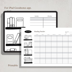 Bookshelf Reading Tracker PDF | Monthly Book Log | Digital Bookshelf ...