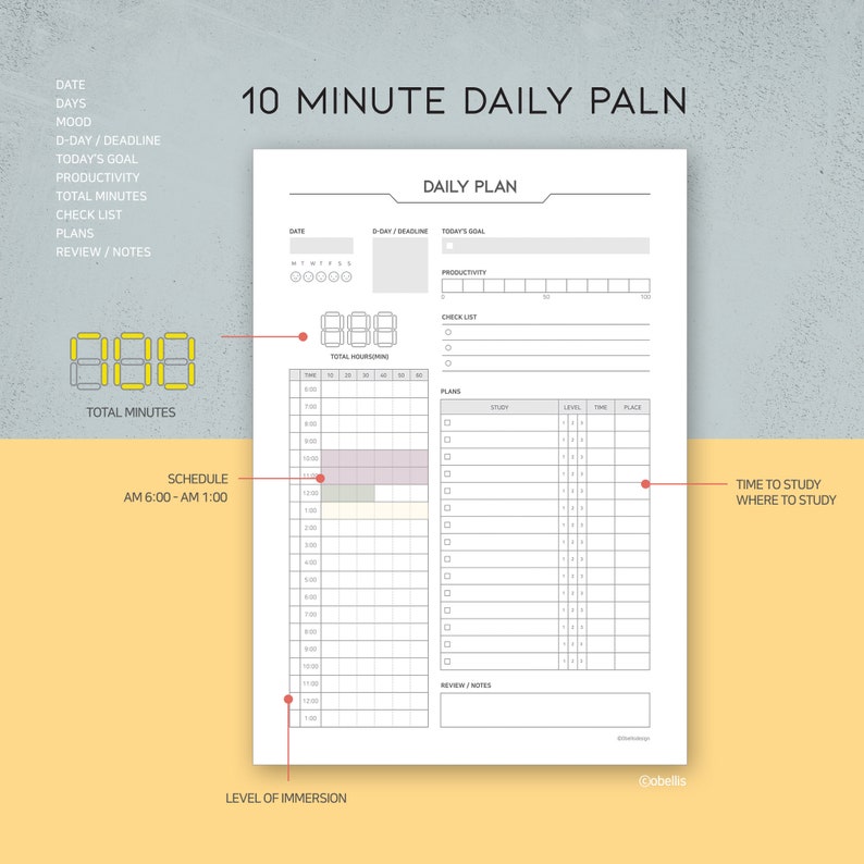 Study Planner Printable Digital 10 Minute Study Planner - Etsy