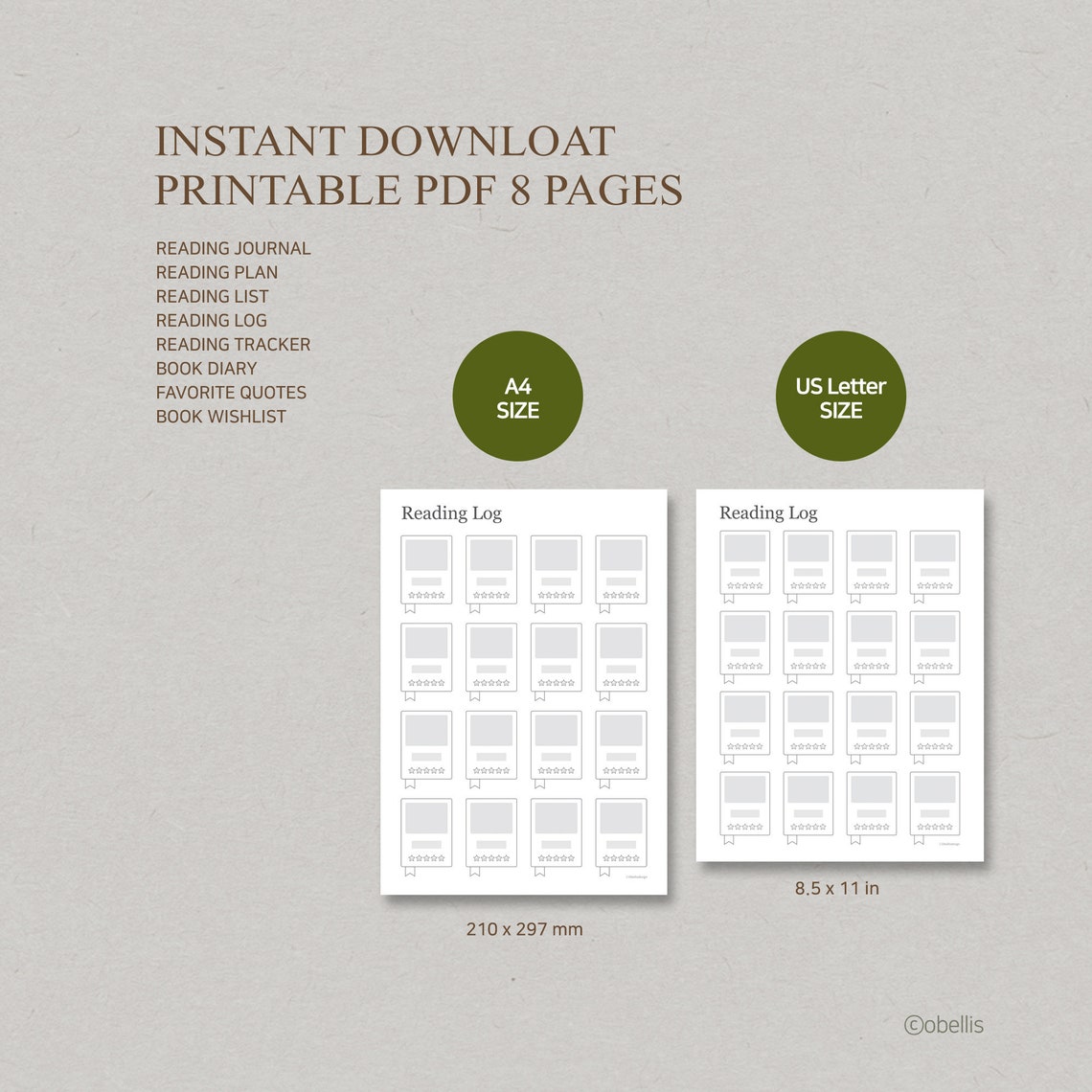 Reading Journal Printable PDF Digital Book Lovers Planner | Etsy