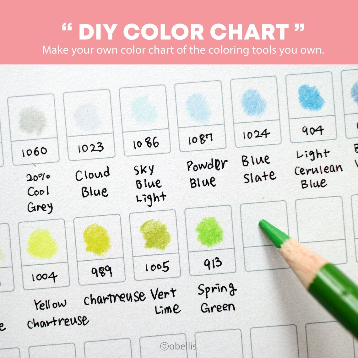 DIY Coloring Sheets, Make Your Own Color Pencil Chart, Adult Kids ...