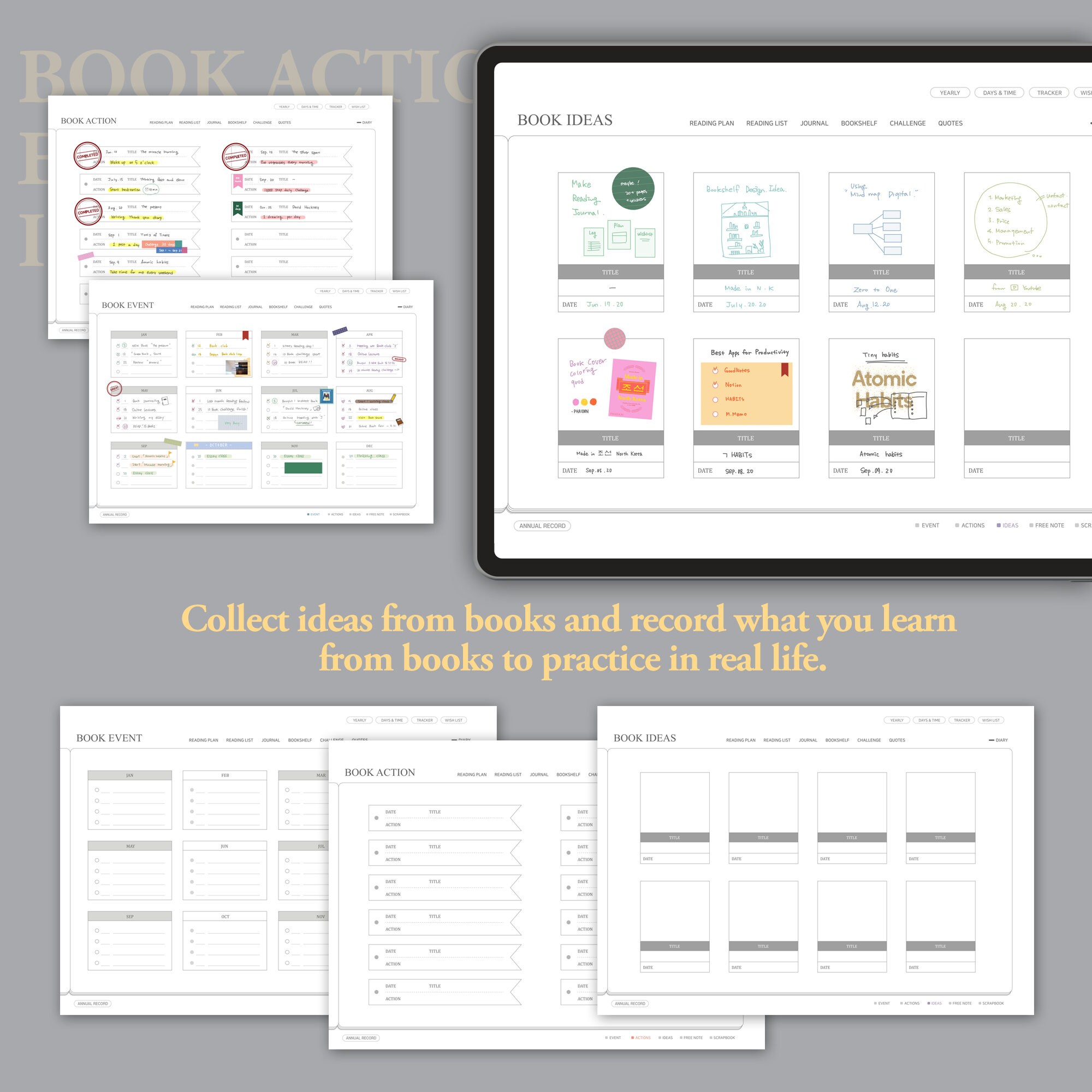 Digital Reading Journal, Reading Tracker, Book Log Review Bookshelf ...