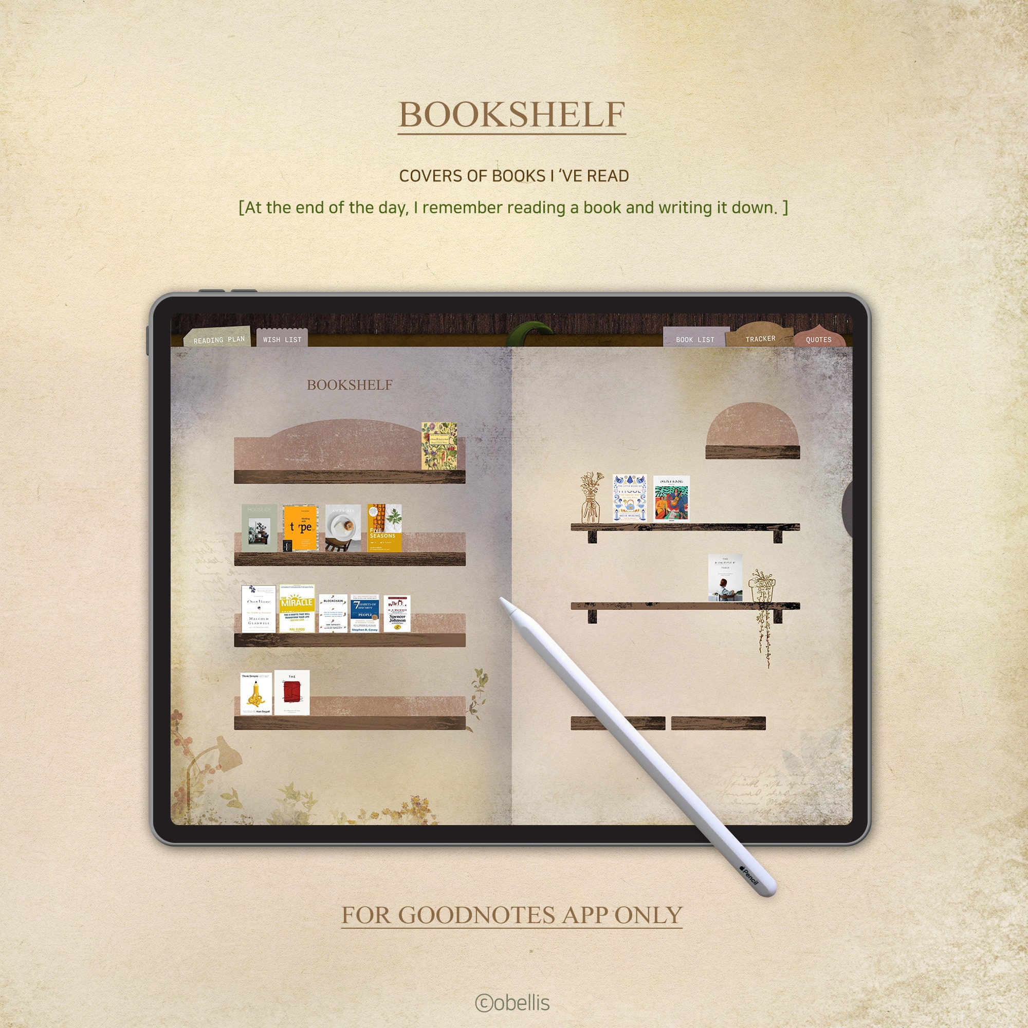 Digital Reading Journal 100 Book Log Book Tracker iPad Goodnotes ...