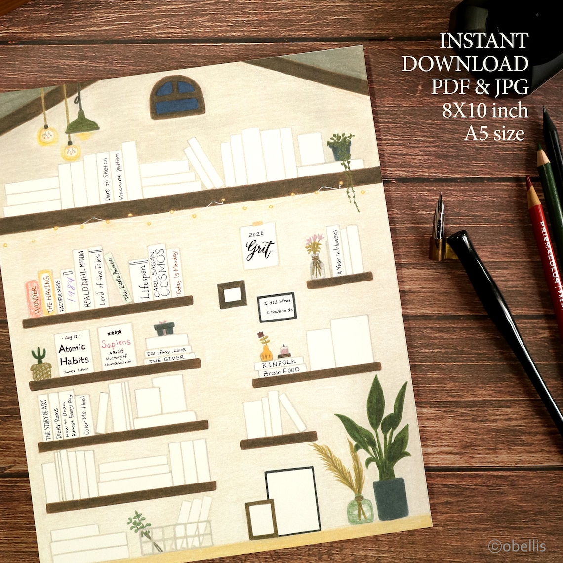 My Bookshelf Reading Tracker Printable-ColoredBook list Book | Etsy