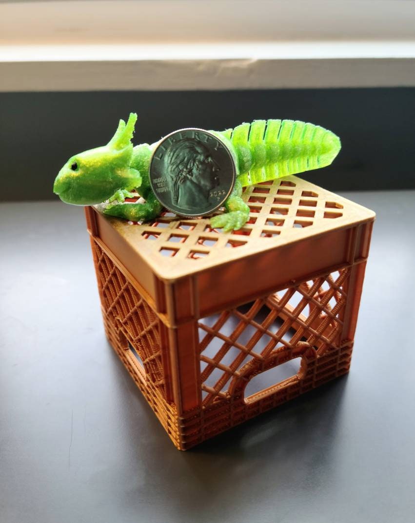 3D Printed Soft Rubber Baby AXOLOTL Articulated Flexi 4" Green Fidget ...