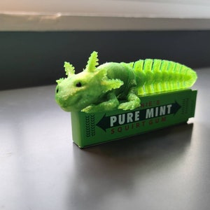3D Printed Soft Rubber Baby AXOLOTL Articulated Flexi 4" Green Fidget ...