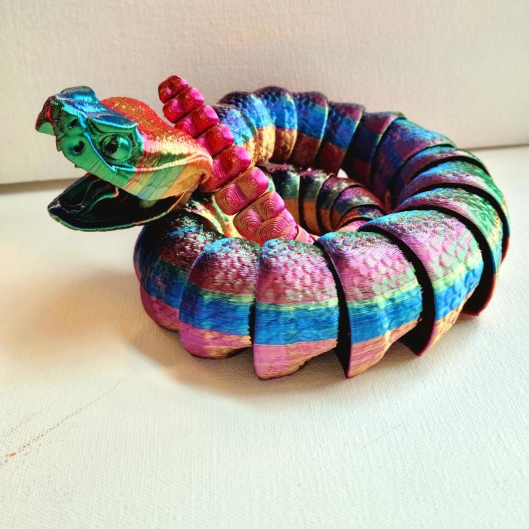 3D Printed Rainbow Rattlesnake Articulated 18 Flexi Fidget for Tweens ...