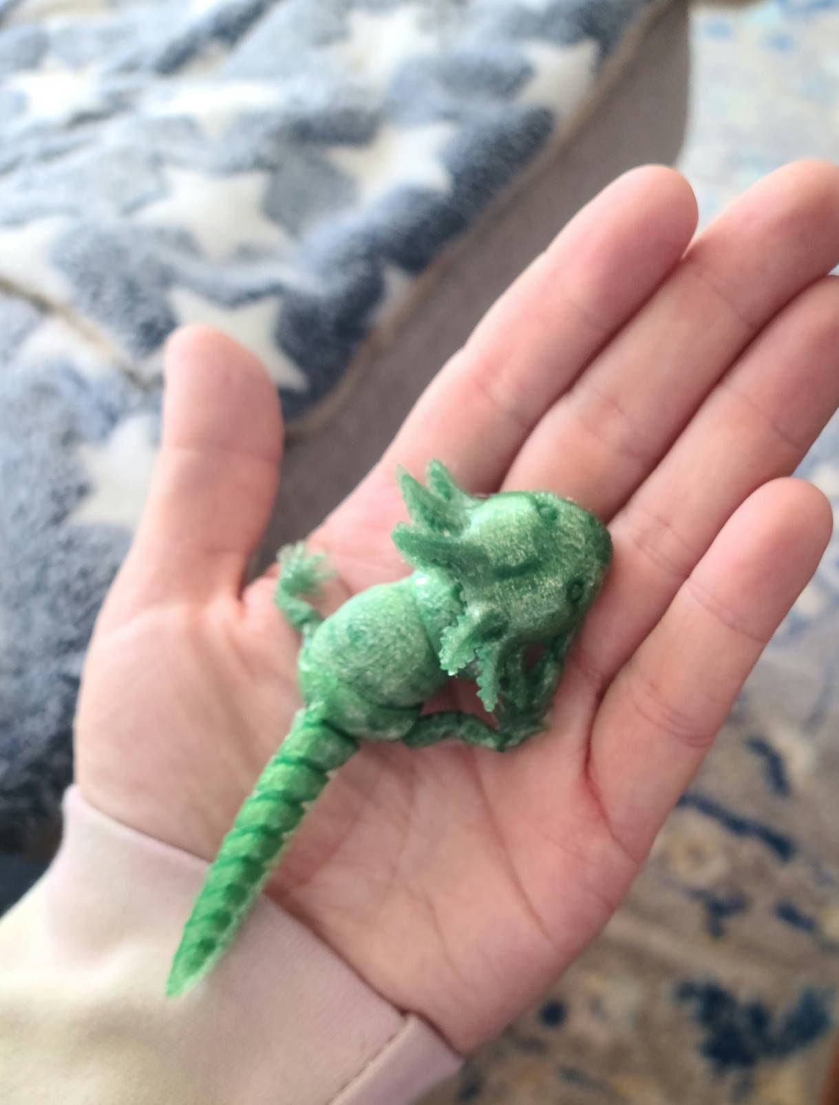 3D Printed Soft Rubber Baby AXOLOTL Articulated Flexi 4" Green Fidget ...