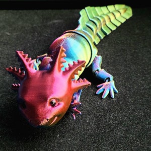 3D Printed Rainbow Ombre Lucky AXOLOTL Articulated Flexi 7" Fidget ...
