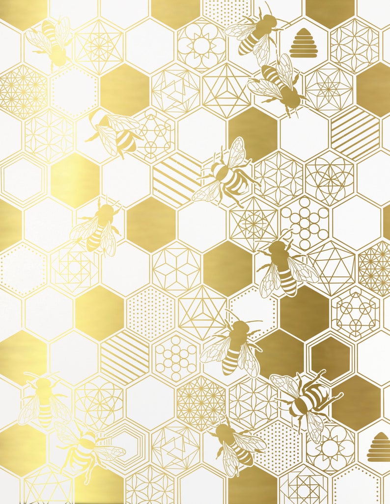 Beehive Foil Art Print 4 Colors | Etsy