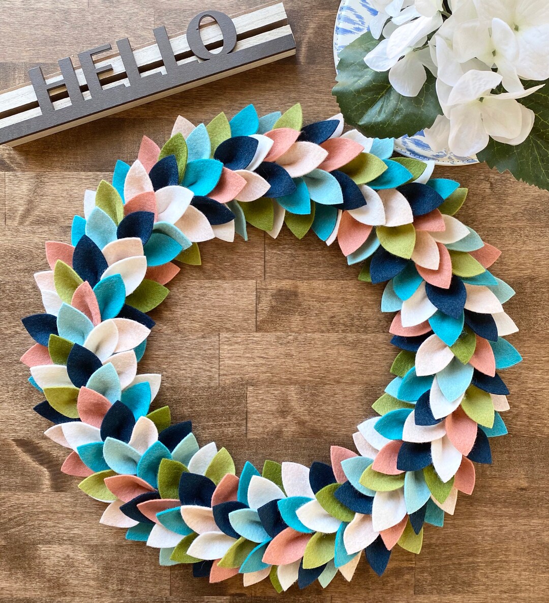 Timeless Farmhouse Felt Wreath, Boxwood Inspired Décor, Shallow Enough ...