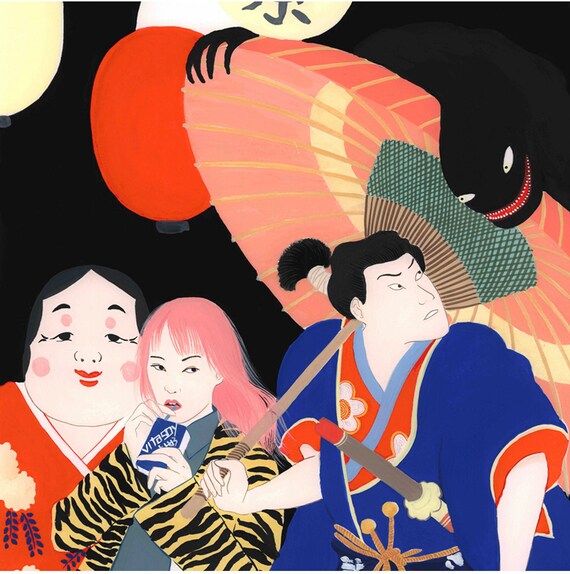 Yokai illustration art print on paper | Etsy