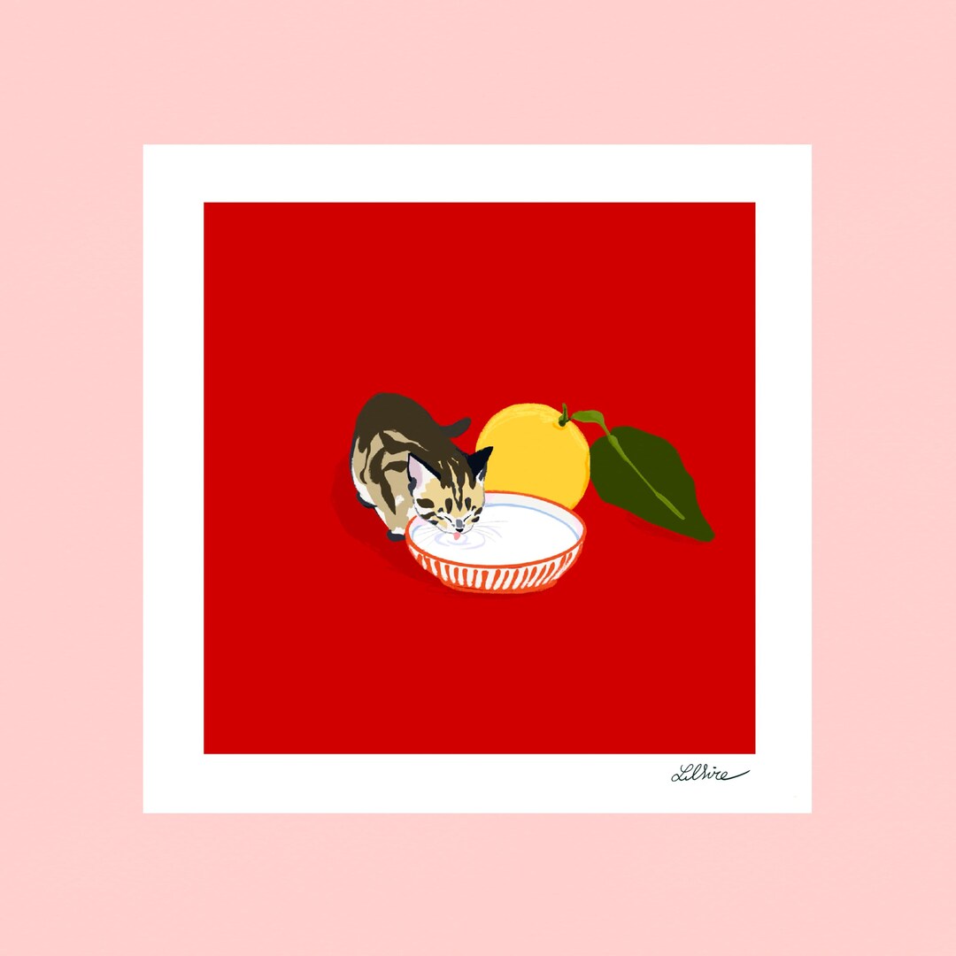 Lemon Kitten Art Card - Etsy