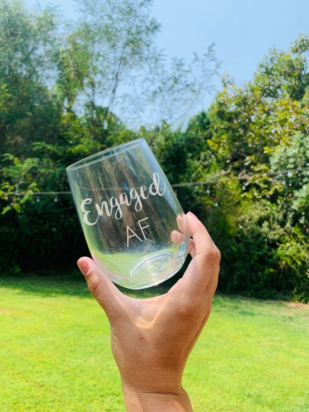 Engaged AF Etched Stemless Wine Glass – Personalized Engagement Gift - Etsy