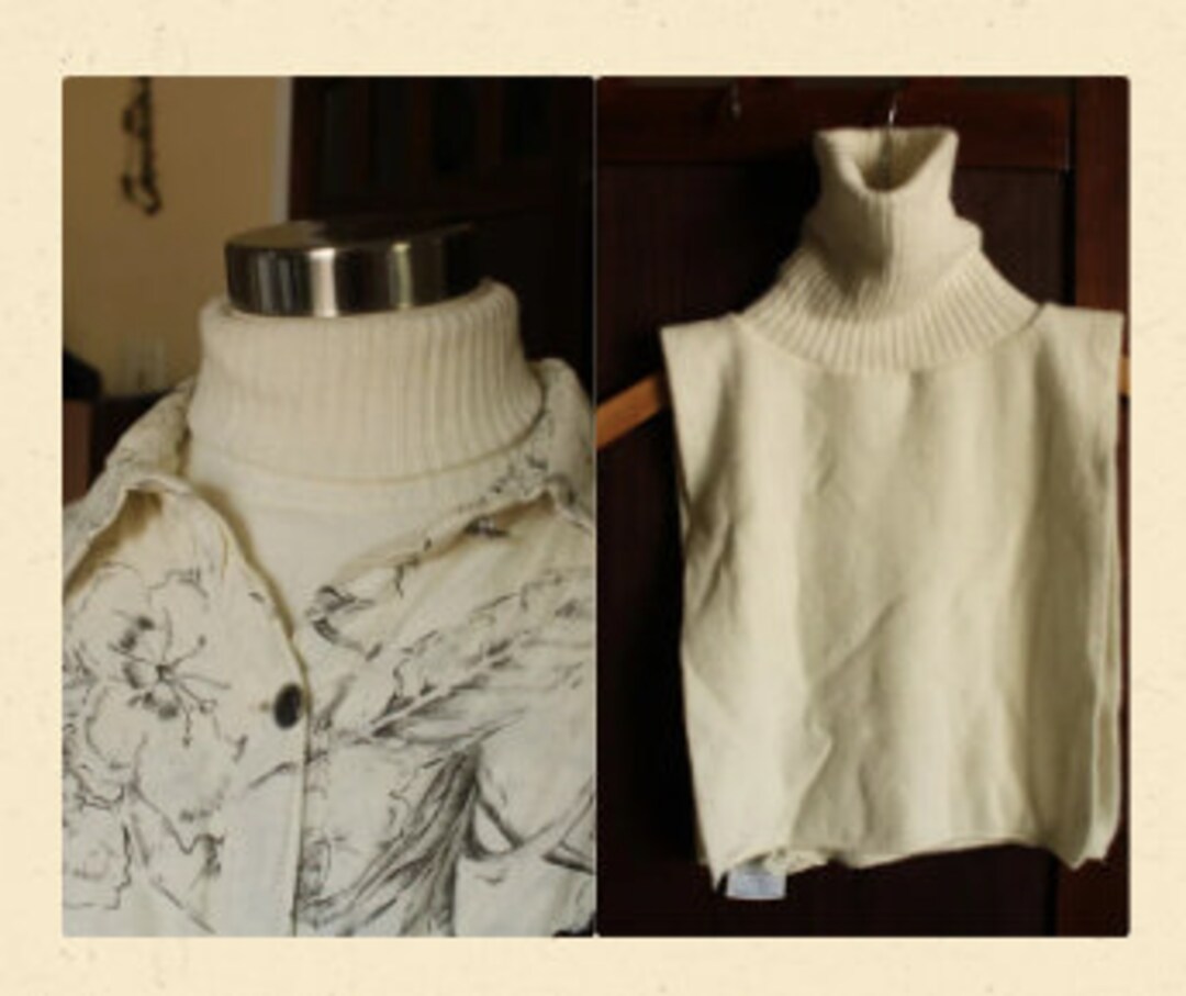 1970s Faux Turtle Neck Top Undergarment High Neck White Acrylic Fashion ...