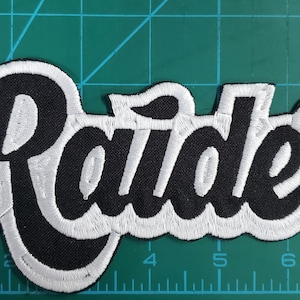 Raiders Text Embroidered Applique Iron on Patch 4" X 1.5", 5" X 2", 8 ...