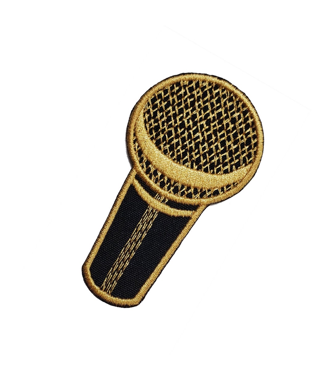 Microphone Embroidered Iron on Patch 3" X 1.7" Lead Singer Band Vocal ...