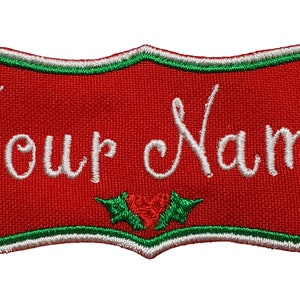 Christmas Stocking NAME PATCH - 5" X 2" Custom Personalized Iron on or ...