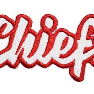 Chiefs Text Embroidered Applique Iron on Patch Various Sizes Team Name ...
