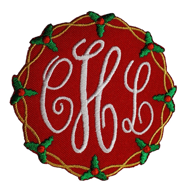 Christmas Stocking Monogram Patch 3 Round Custom - Etsy