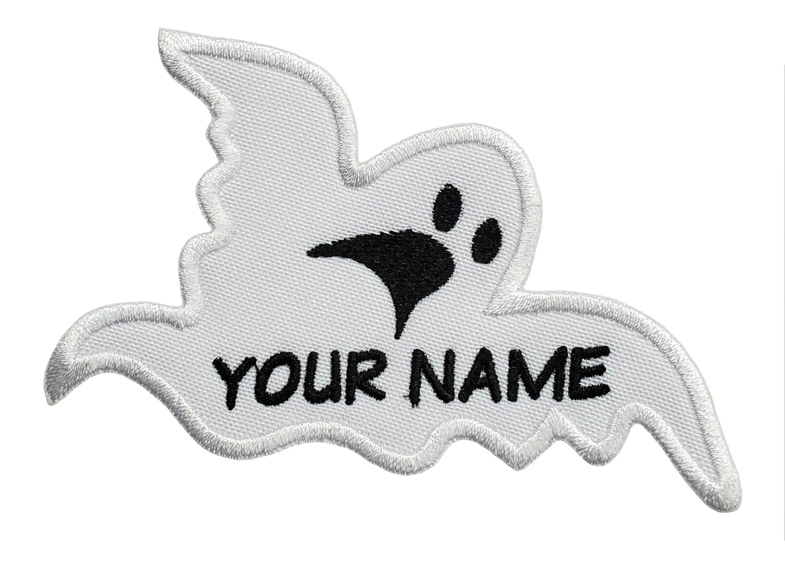 Ghost Personalized Name Tag: Embroidered Iron on Patch, Halloween ...
