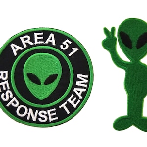 Area 51 Response Team Green Alien Embroidered Applique Iron on Patch ...