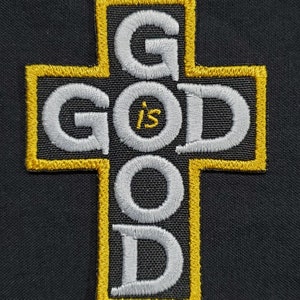God is Good Christian Cross Embroidered Applique Iron on Patch 3" X 2. ...