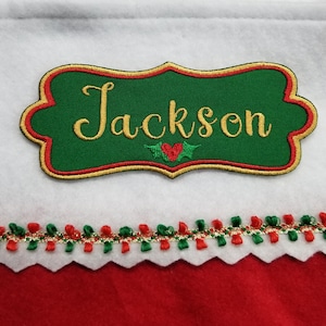 Christmas Stocking NAME PATCH - 5" X 2" Custom Personalized Iron on or ...