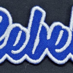 Rebels Text Embroidered Applique Iron on Patch Various Sizes Team Name ...