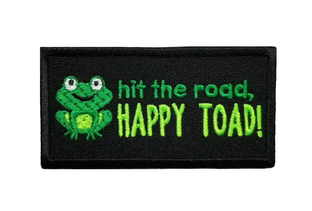 Hit The Road Happy Toad brodé fer sur patch 3,3 x 1,7 Funny Cute Animal ...