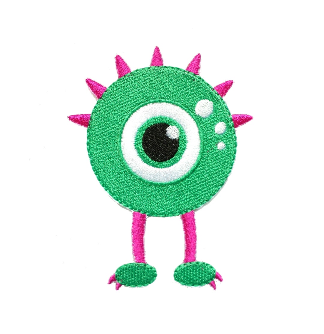 Cute One Eye Green Monster Fully Embroidered Iron on Patch 3.5" X 2.5 ...