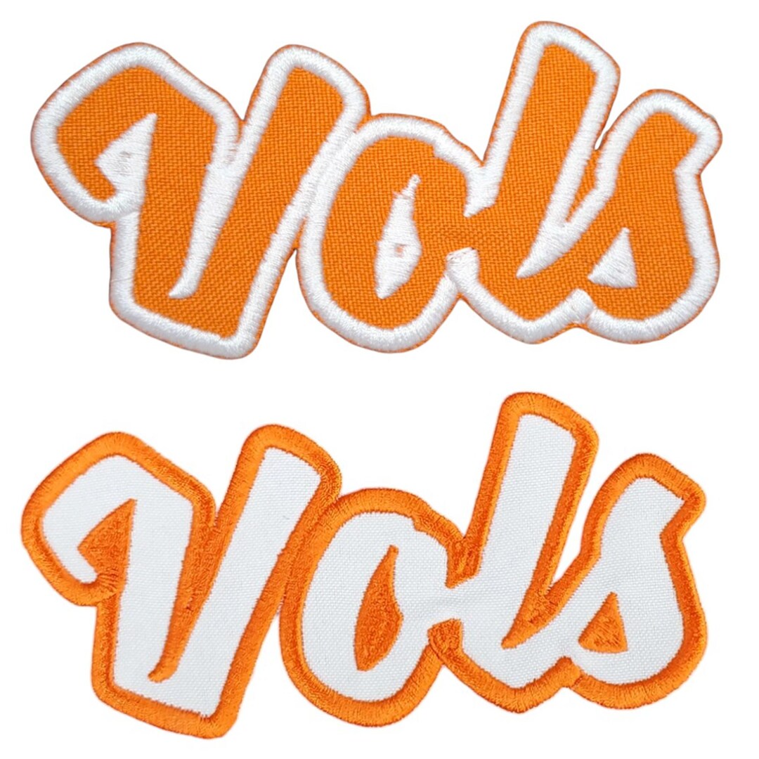 Vols Text Embroidered Applique Iron on Patch Various Sizes Team Name ...