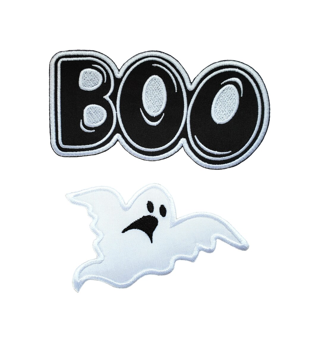 Boo Scary Ghost Halloween 2PK Embroidered Applique Iron on Patches ...