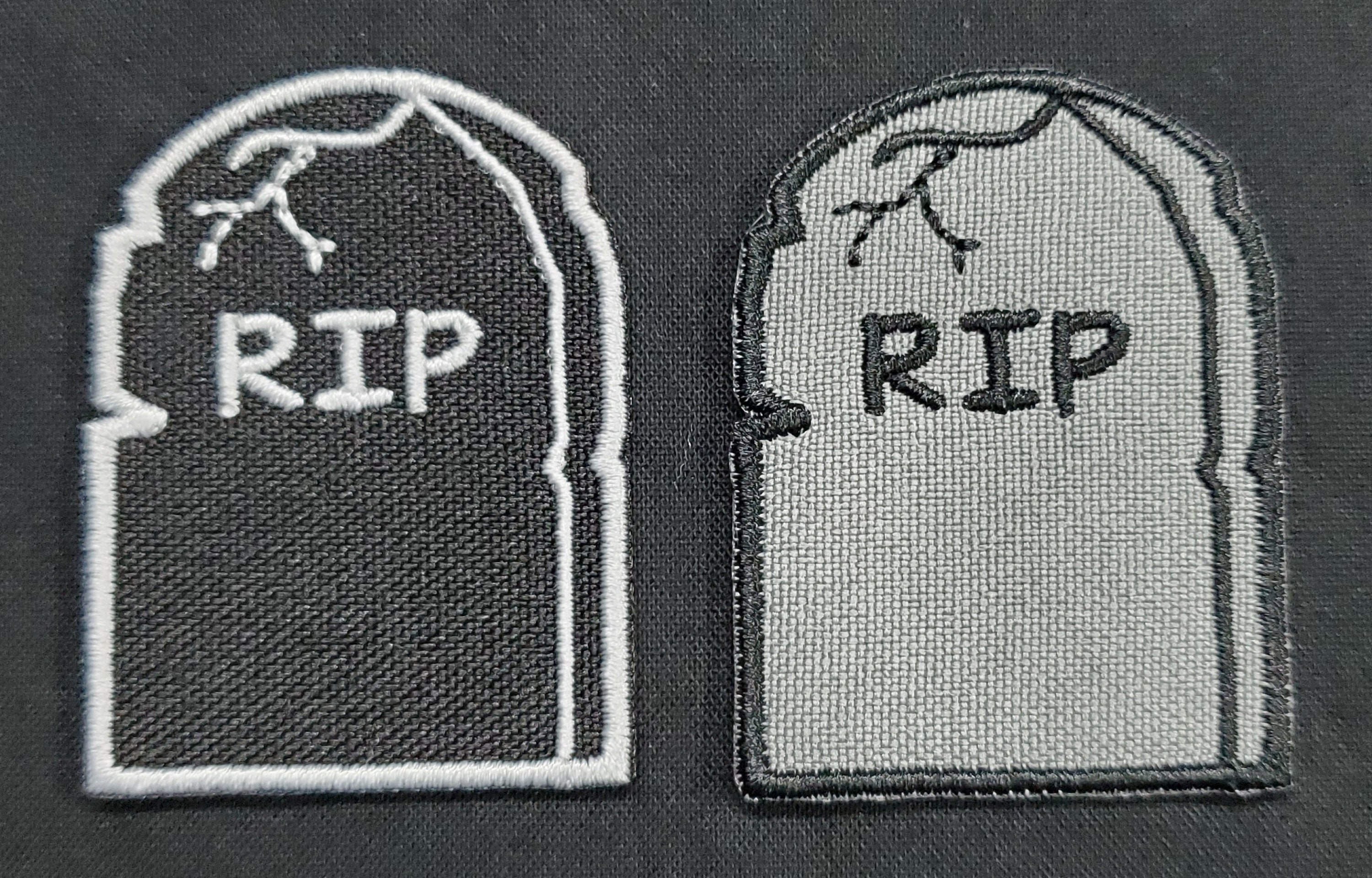 Tombstone Embroidered Applique Iron on Patch 1.5" X 2" RIP Cross ...