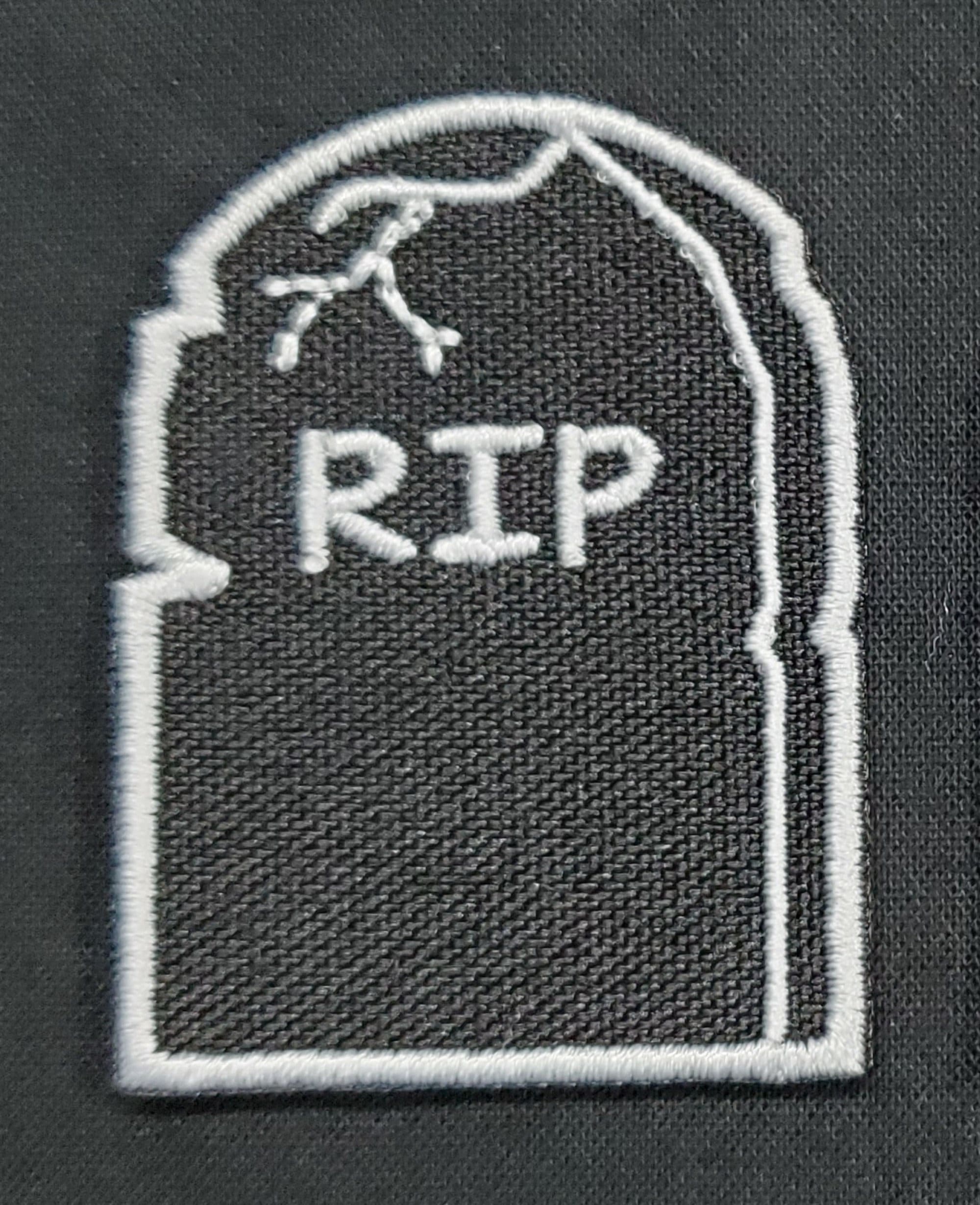 Tombstone Embroidered Applique Iron on Patch 1.5" X 2" RIP Cross ...
