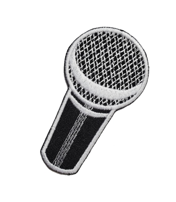 Embellishments Microphone Embroidered Iron On Patch 3 x 1.7 Lead Singer ...