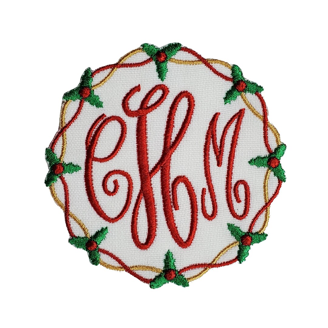 Christmas Stocking Monogram Patch 3 Round Custom Personalized Iron on ...