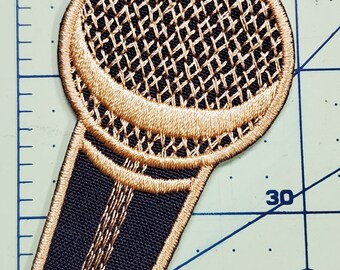 Embellishments Microphone Embroidered Iron On Patch 3 x 1.7 Lead Singer ...