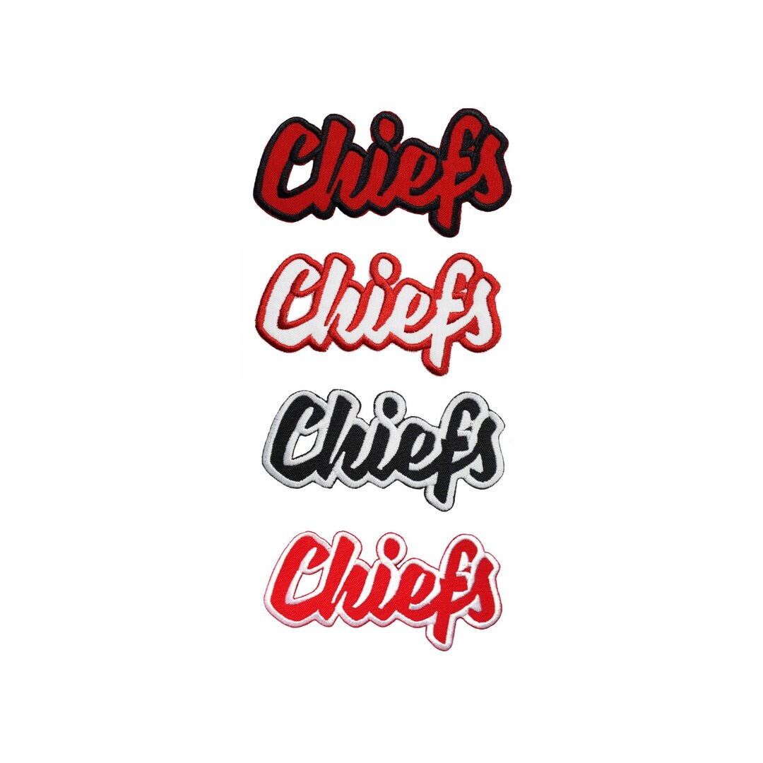 Chiefs Text Embroidered Applique Iron on Patch Various Sizes Team Name ...