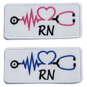 RN Nurse and Stethescope Embroidered Applique Iron On, Sew On, or Hook ...