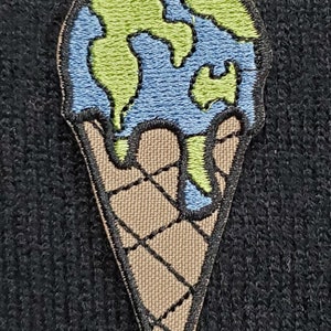 Ice Cream Cone Melting Earth Embroidered Iron on Patch 1.7" X 3 ...